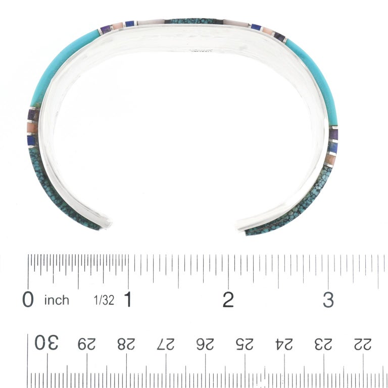 Navajo Stone-Set Sterling Cuff Bracelet For Sale at 1stDibs