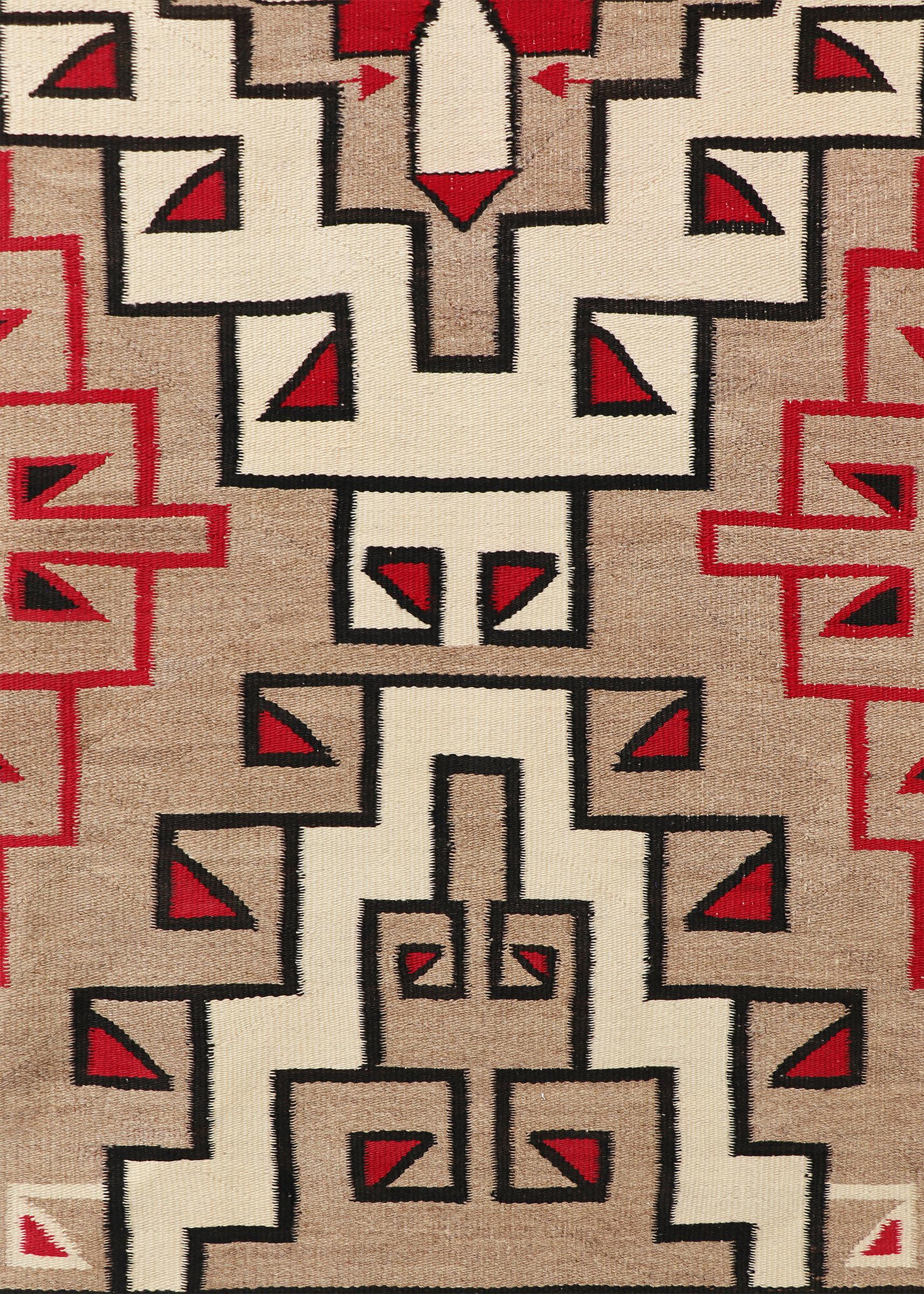 Navajo Trading Post Era Rug with Storm Pattern, Floor/Wall Hanging, Red ...