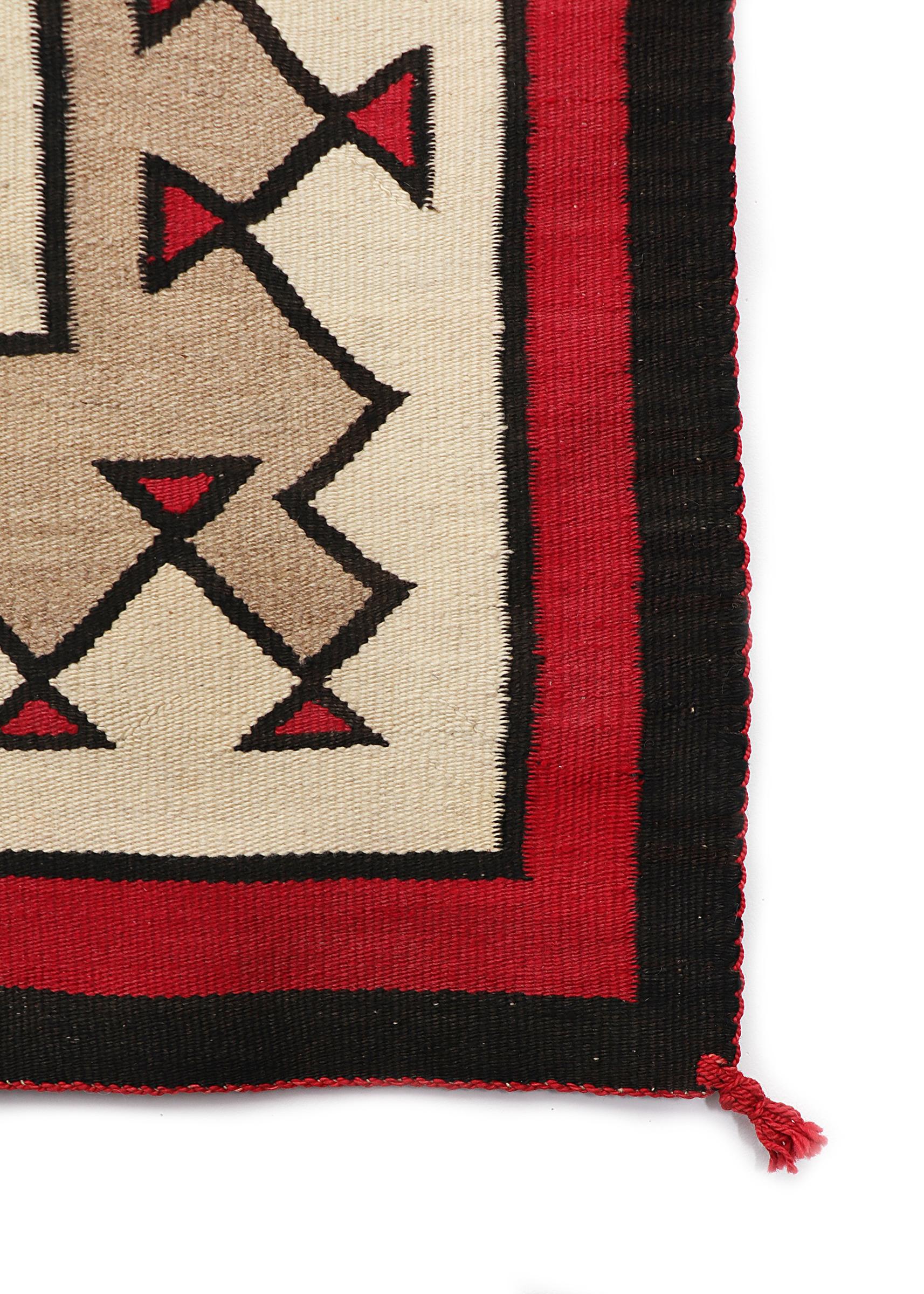 Navajo Trading Post Era Rug with Storm Pattern, Floor/Wall Hanging, Red ...