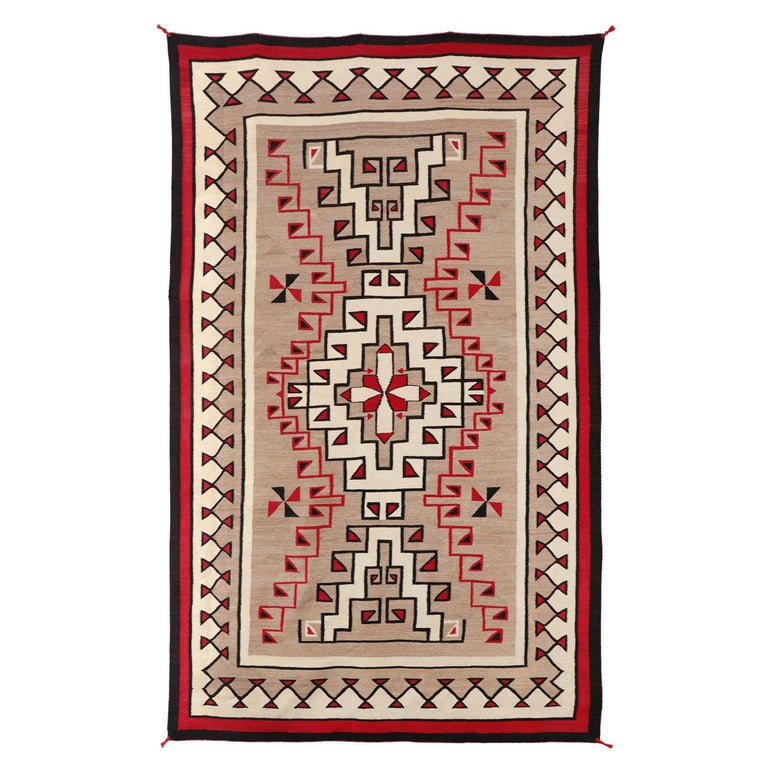 Navajo Trading Post Era Rug with Storm Pattern, Floor/Wall Hanging, Red ...