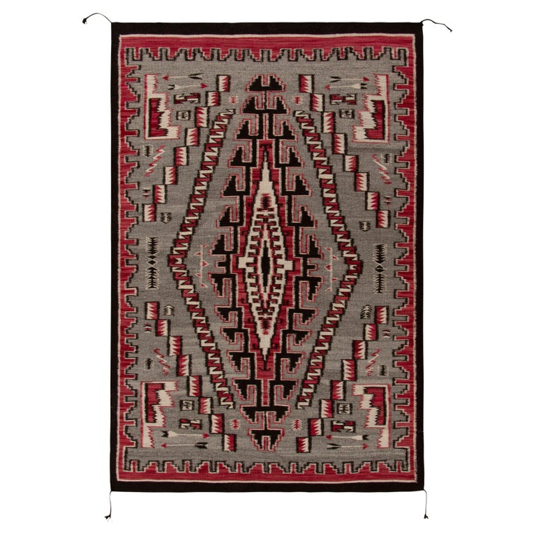 Rug and Kilim's Navajo Tribal Kilim Style Rug in Red Gray, Black ...