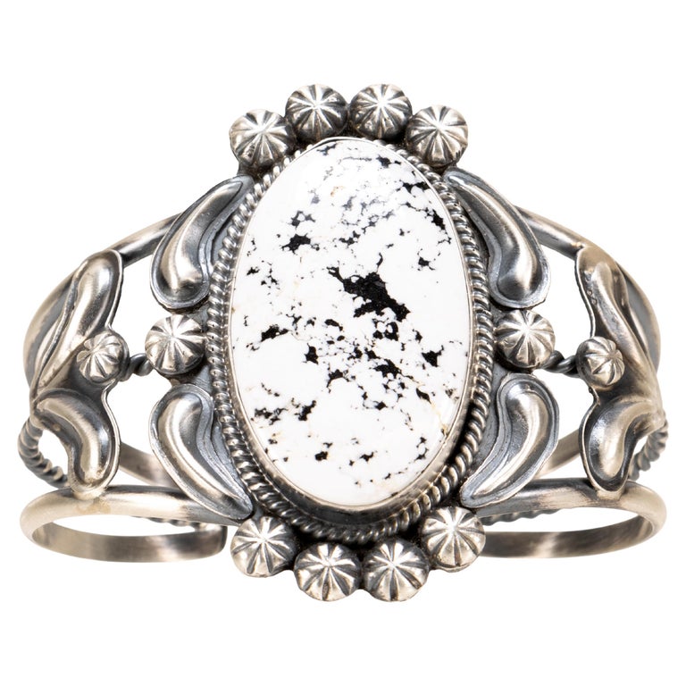 Navajo White Buffalo Turquoise Bracelet For Sale At 1stdibs
