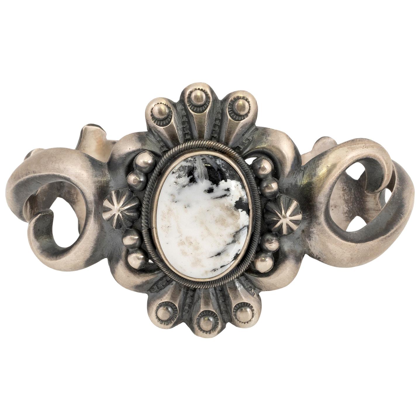 Old Sterling Silver Blue Turquoise Russell Sam Signed Cuff Bracelet ...