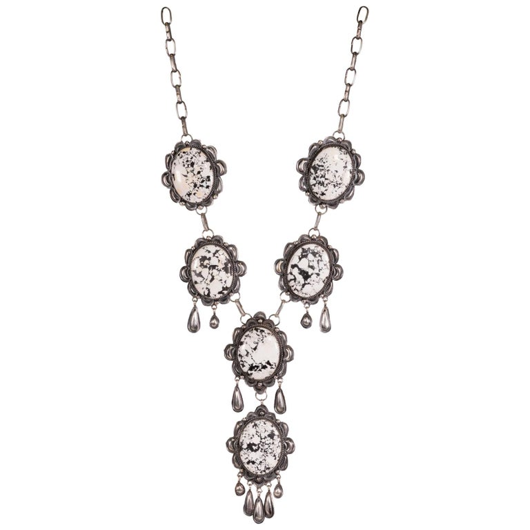Navajo White Buffalo Turquoise Necklace For Sale At 1stdibs