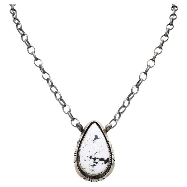 Navajo White Buffalo Turquoise Necklace For Sale At 1stdibs