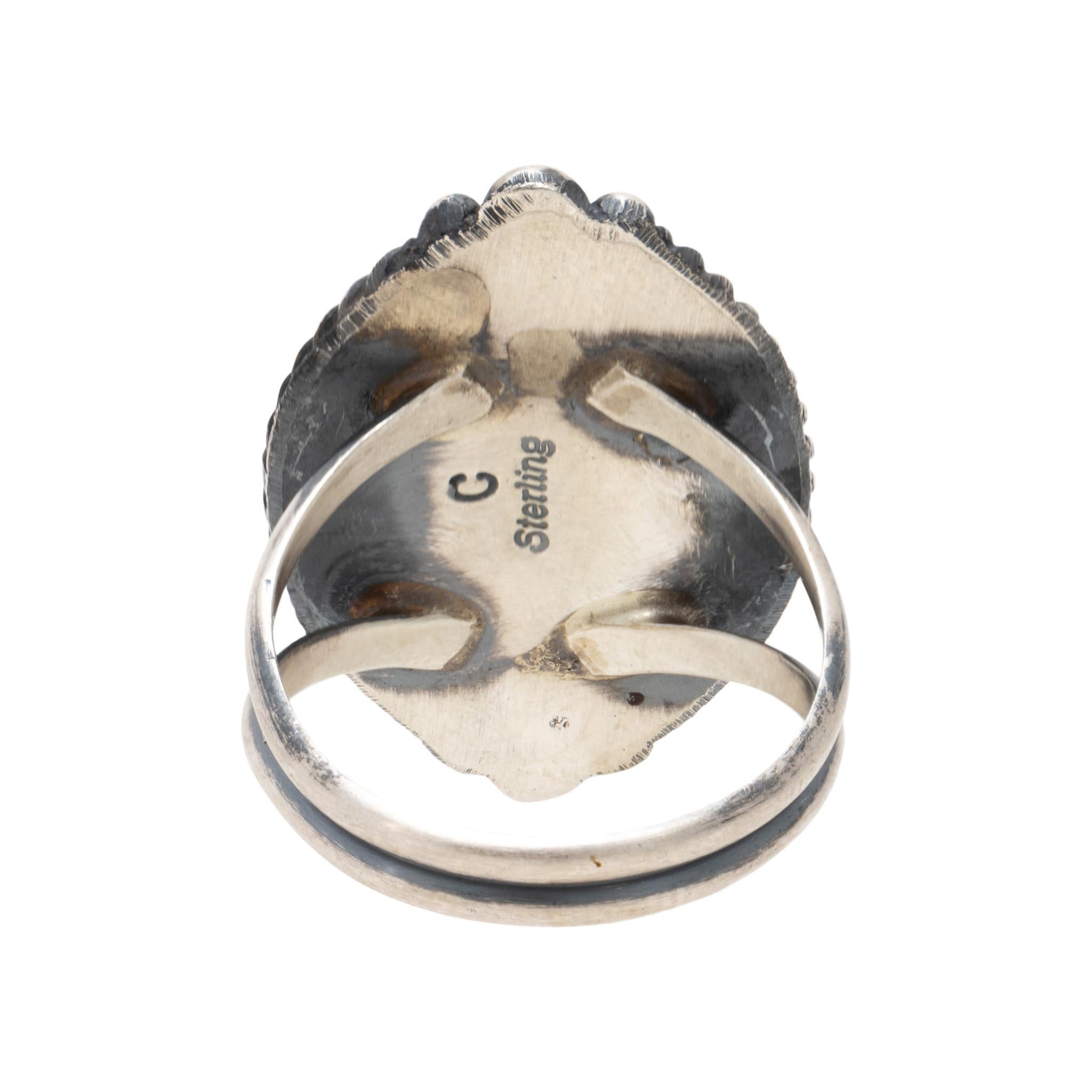 Navajo White Buffalo Turquoise Ring For Sale at 1stDibs