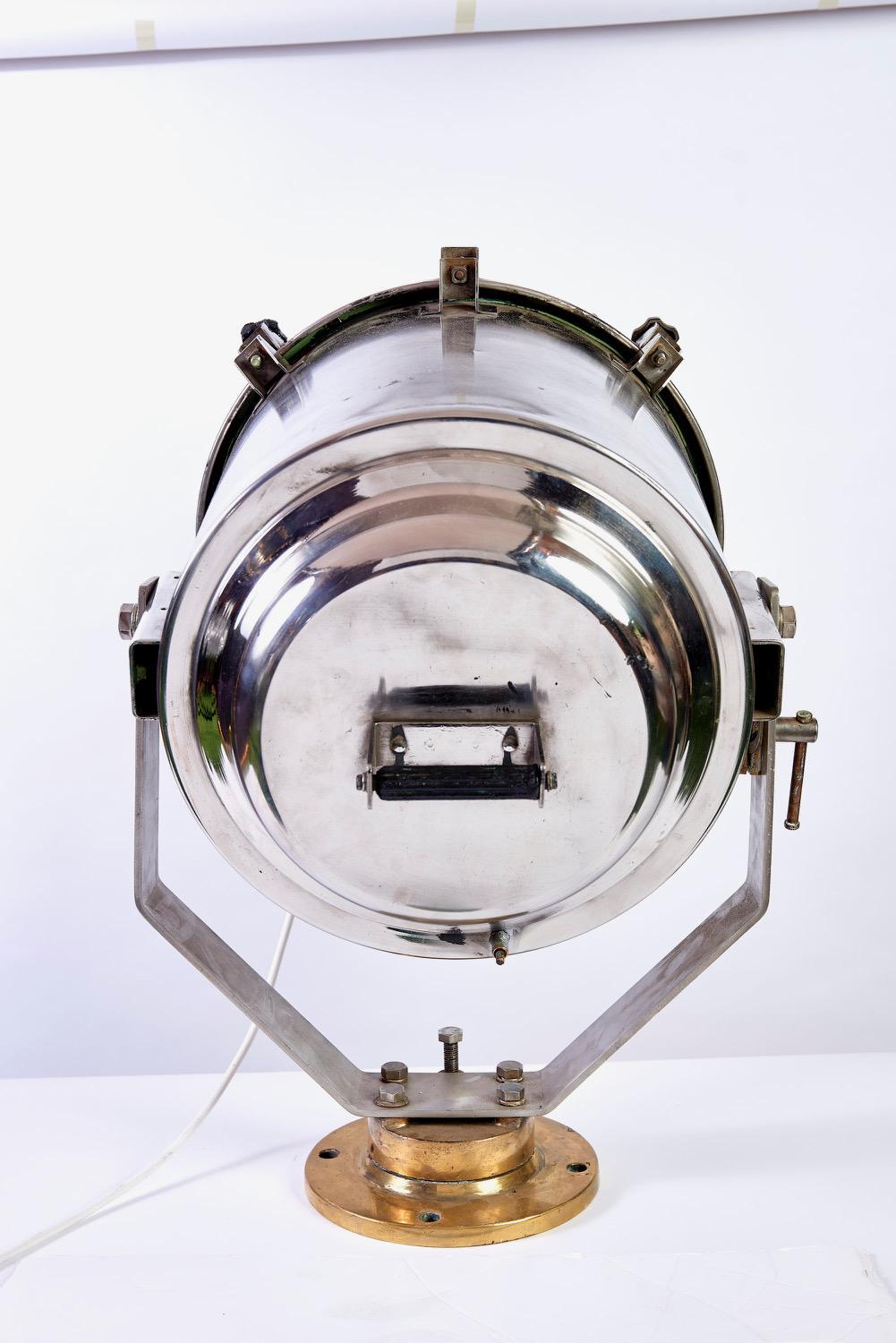 Naval 1940s Brushed Steel Search Light For Sale at 1stDibs