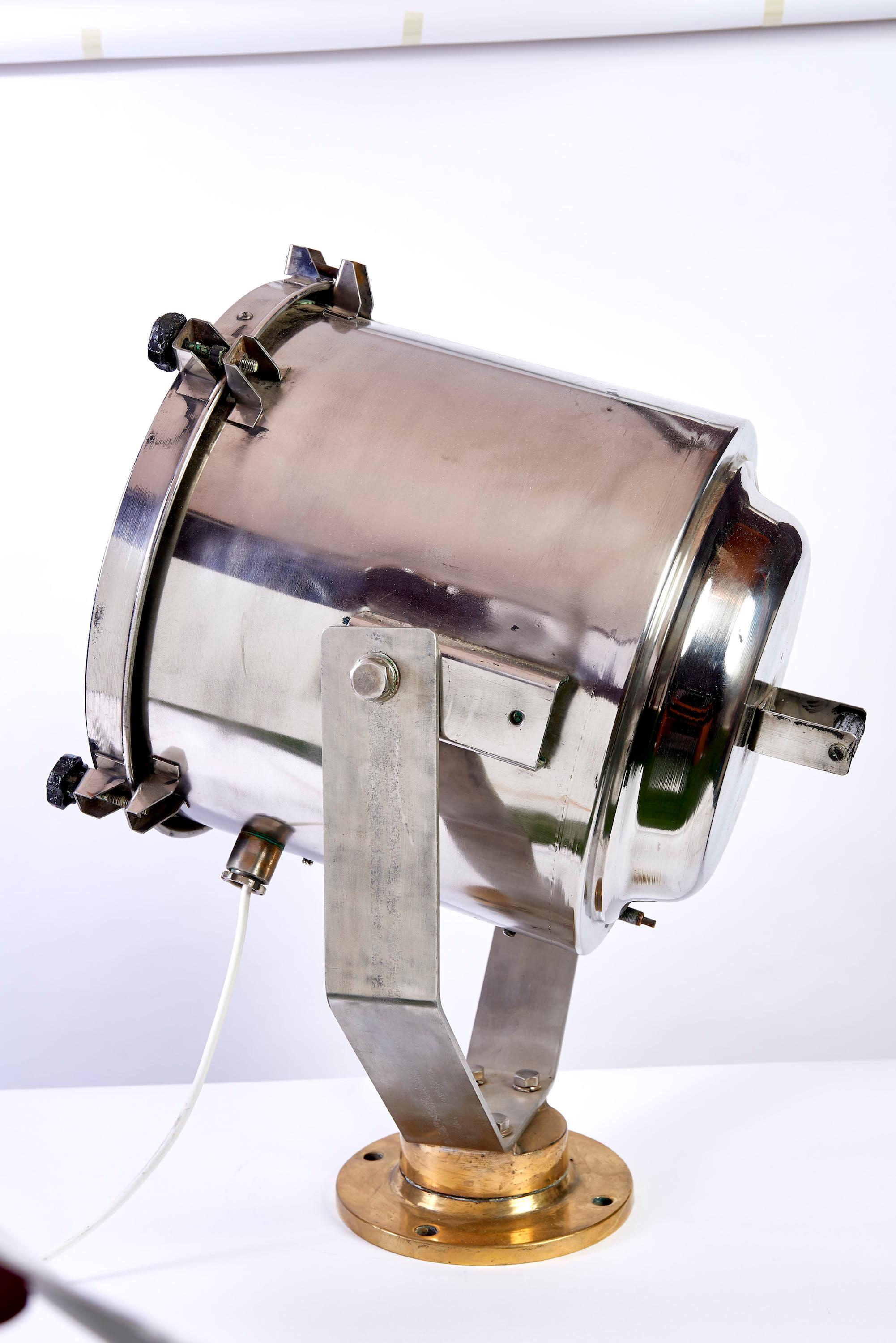 Naval 1940s Brushed Steel Search Light For Sale at 1stDibs