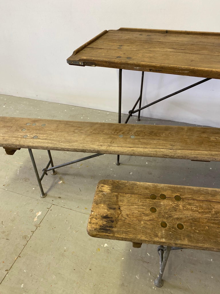 Naval Aircraft Carrier Folding Table and Benches at 1stDibs