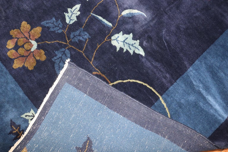 Navy Antique Chinese Art Deco Nichols Rug For Sale at 1stDibs