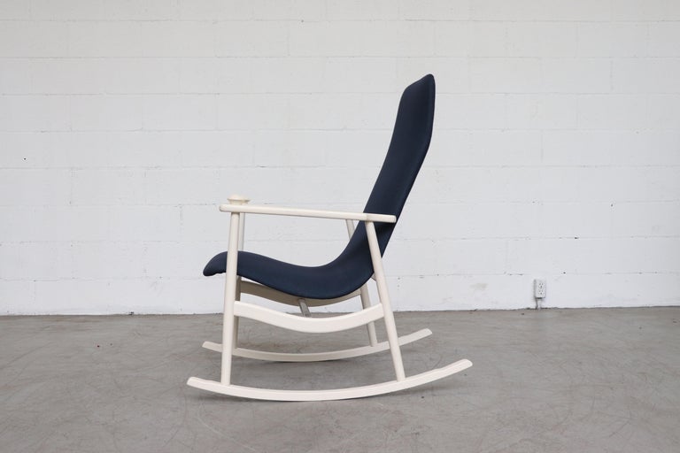 Navy Blue High Back Rocking Chair at 1stDibs