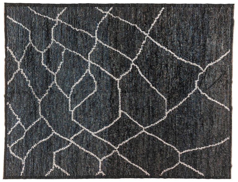 Navy Blue Moroccan Inspired Rug For Sale at 1stDibs