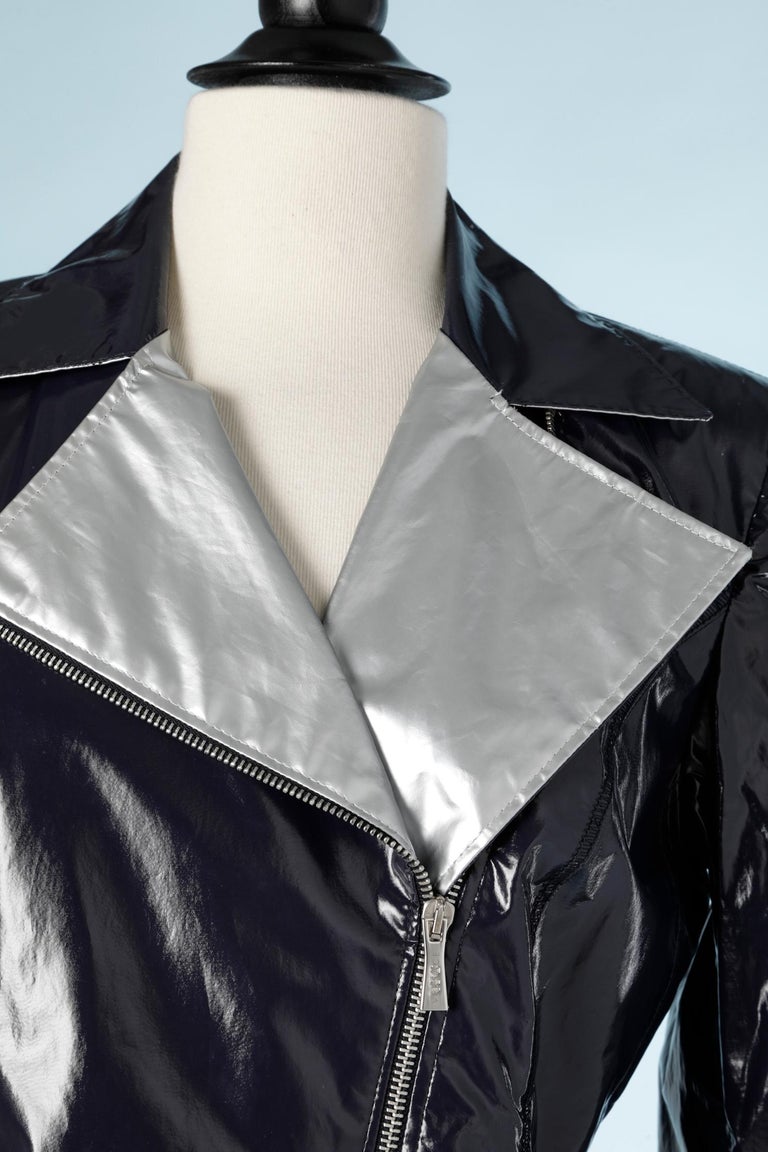 Navy blue PVC Perfecto with silver collar Versace VJC For Sale at 1stDibs