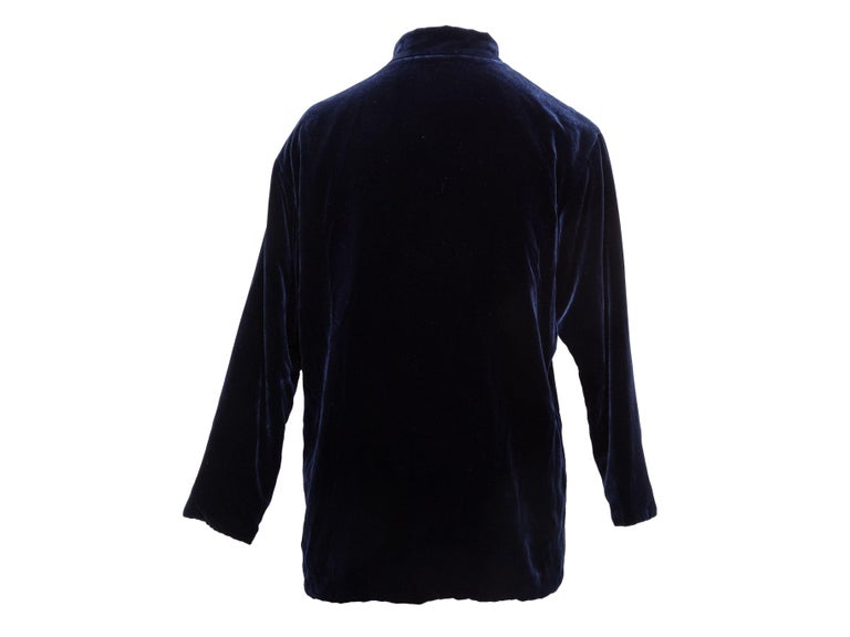 Navy and Blue Reversible Velvet Jacket For Sale at 1stDibs