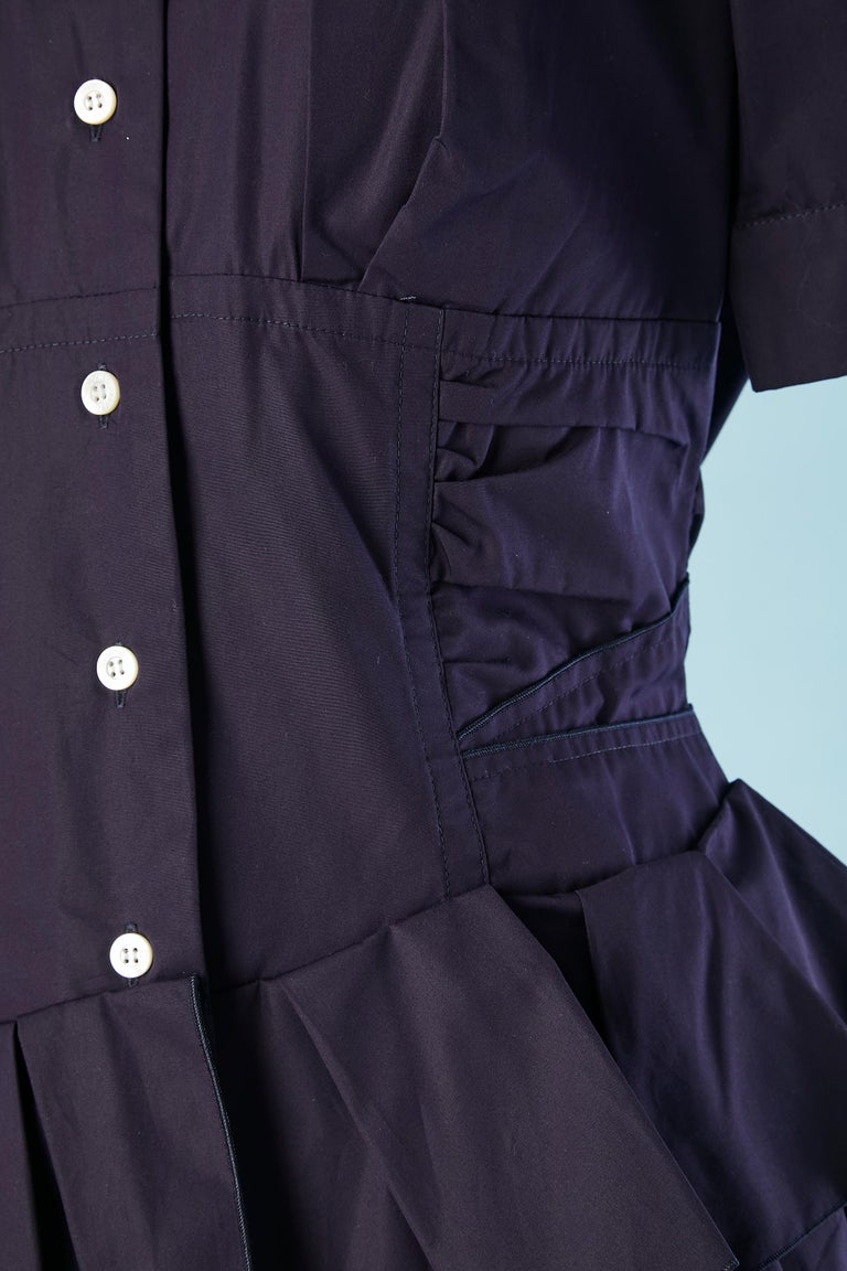Navy cotton chemise dress with pleats and ruffles Louis Vuitton For ...