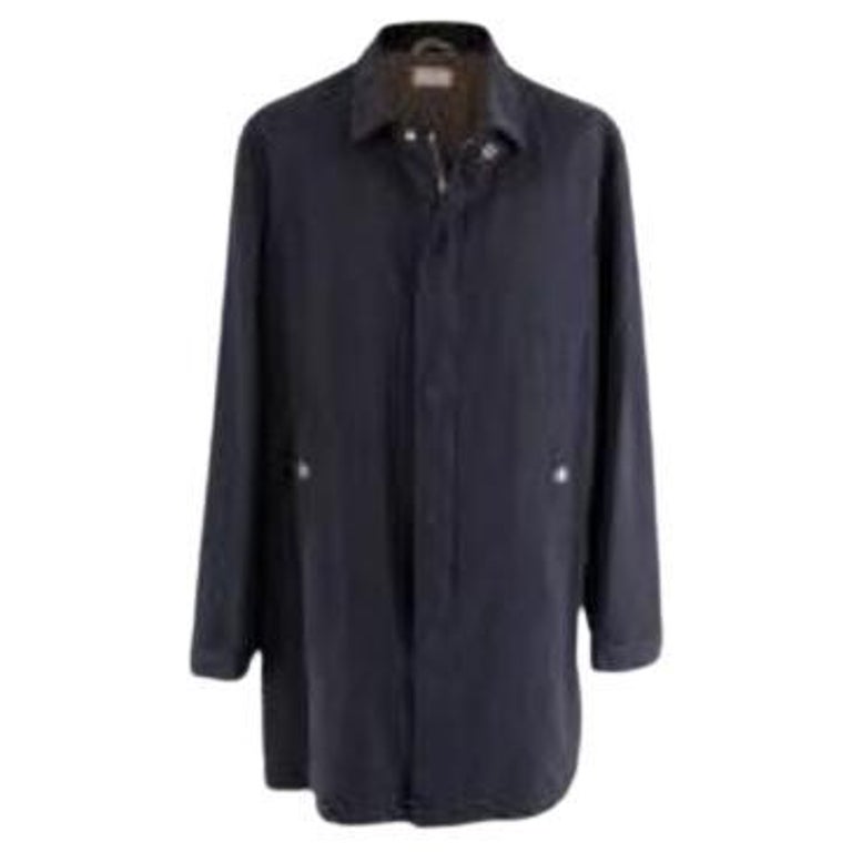 Navy Cotton Gabardine Car Coat For Sale at 1stDibs
