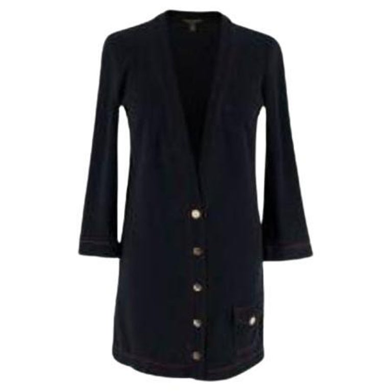 navy cotton terry longline cardigan For Sale at 1stDibs