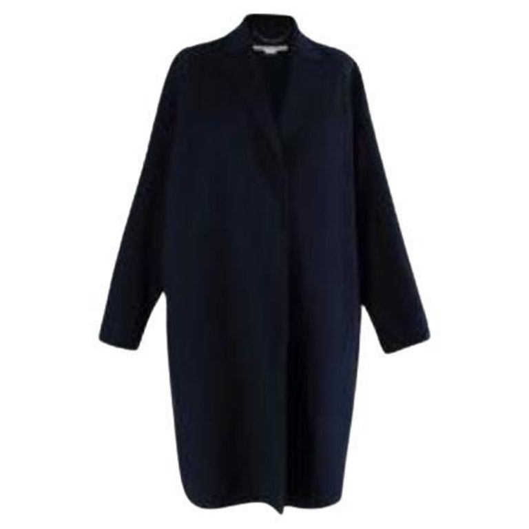 Navy double faced wool cocoon coat For Sale at 1stDibs
