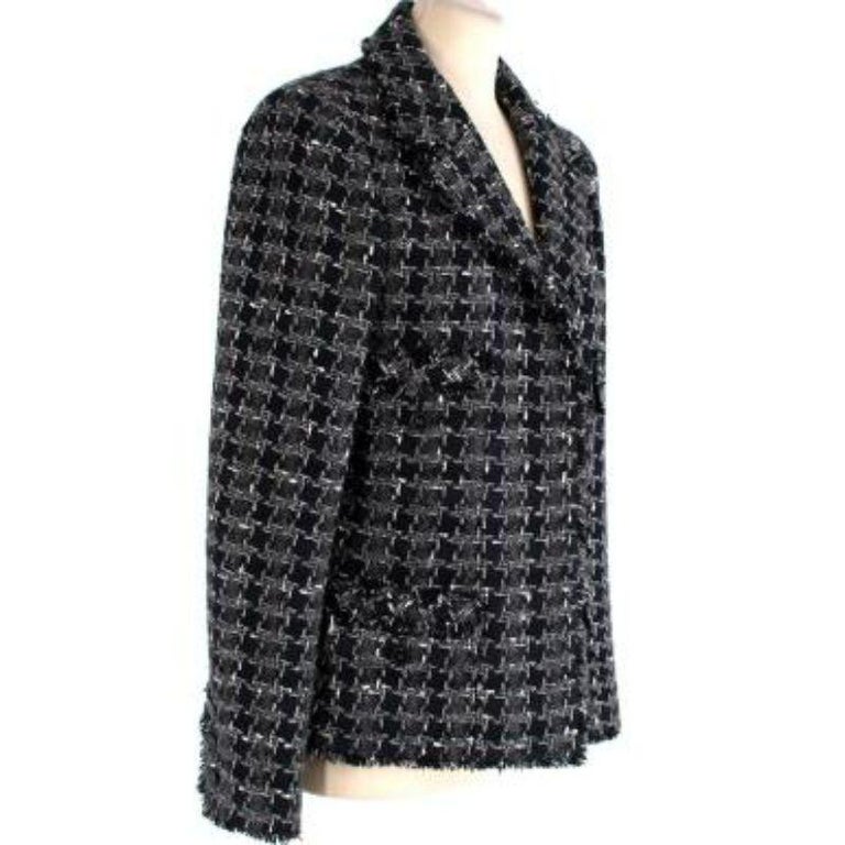 Navy and Grey Check Tweed Jacket For Sale at 1stDibs