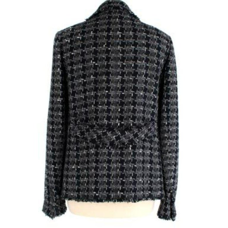 Navy and Grey Check Tweed Jacket For Sale at 1stDibs