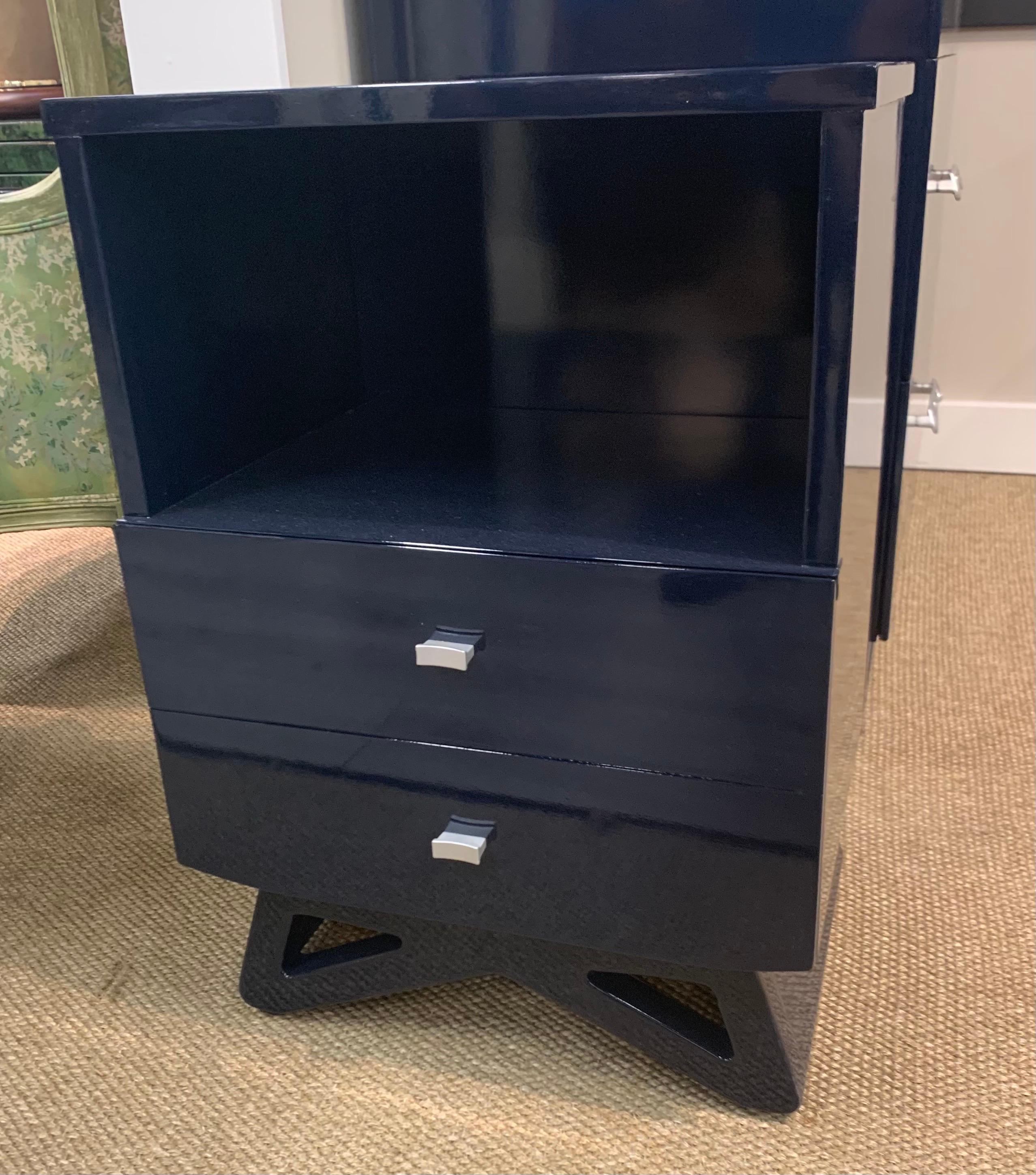 Navy Newly Lacquered Mid-Century Modern Nightstand End Side Table For ...