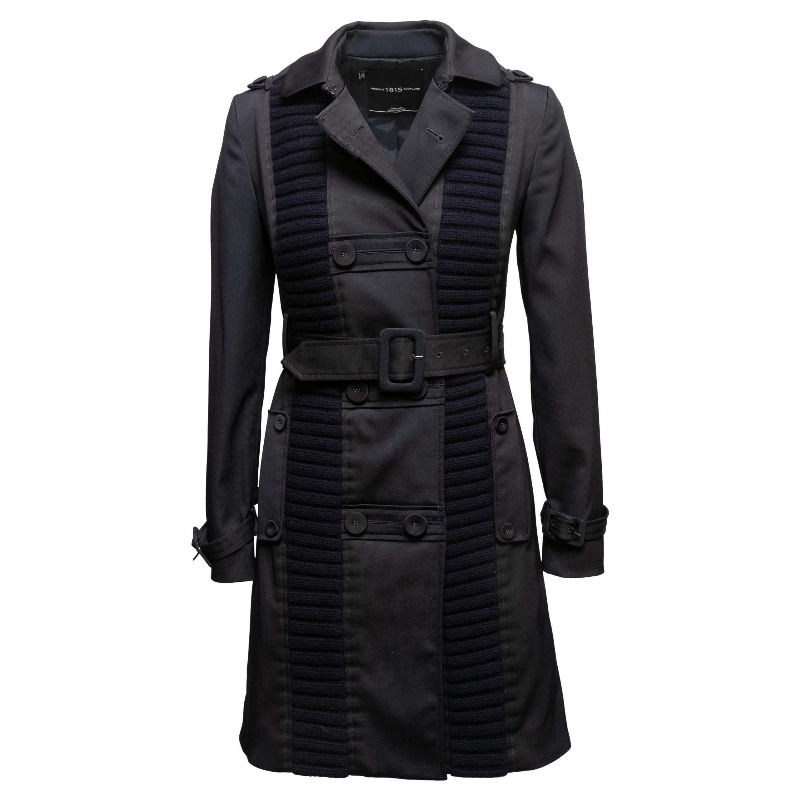 Navy Pringle of Scotland Wool-Trimmed Trench Coat Size UK 6 For Sale at ...