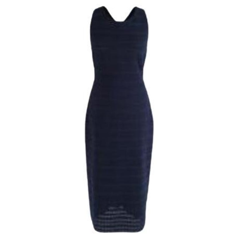 Navy stretch-knit crossover back dress For Sale at 1stDibs