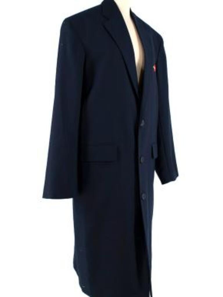 navy wool-blend twill uniform coat For Sale at 1stDibs