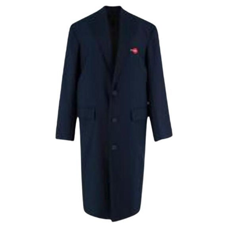 navy wool-blend twill uniform coat For Sale at 1stDibs