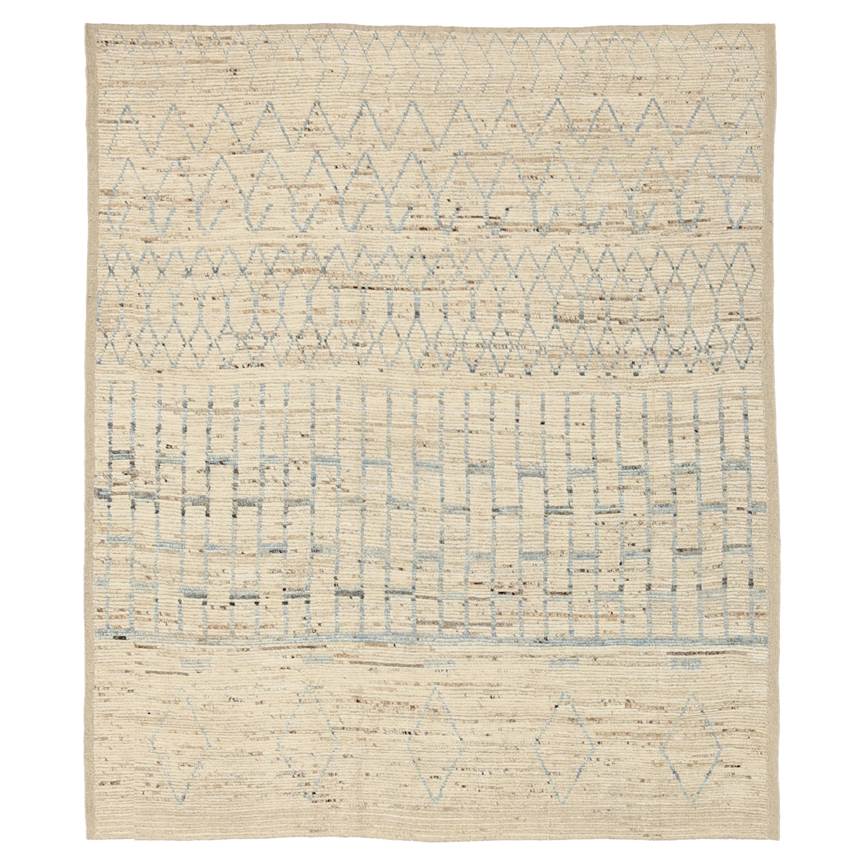 Modern Moroccan Style Beige Handmade Minimal Boho Oversize Wool Rug For ...