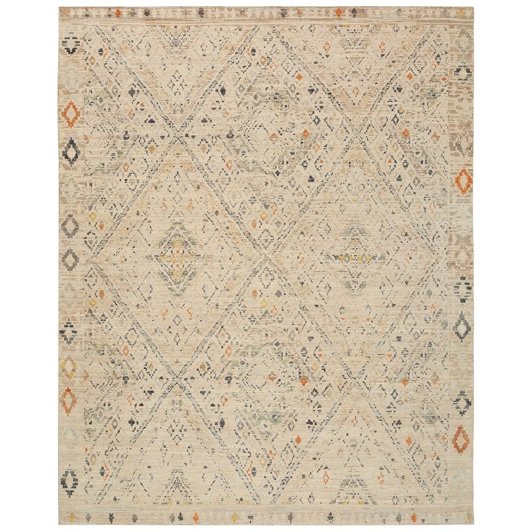 Nazmiyal Collection Beige Modern Boutique Rug 8 ft x 10 ft at 1stDibs
