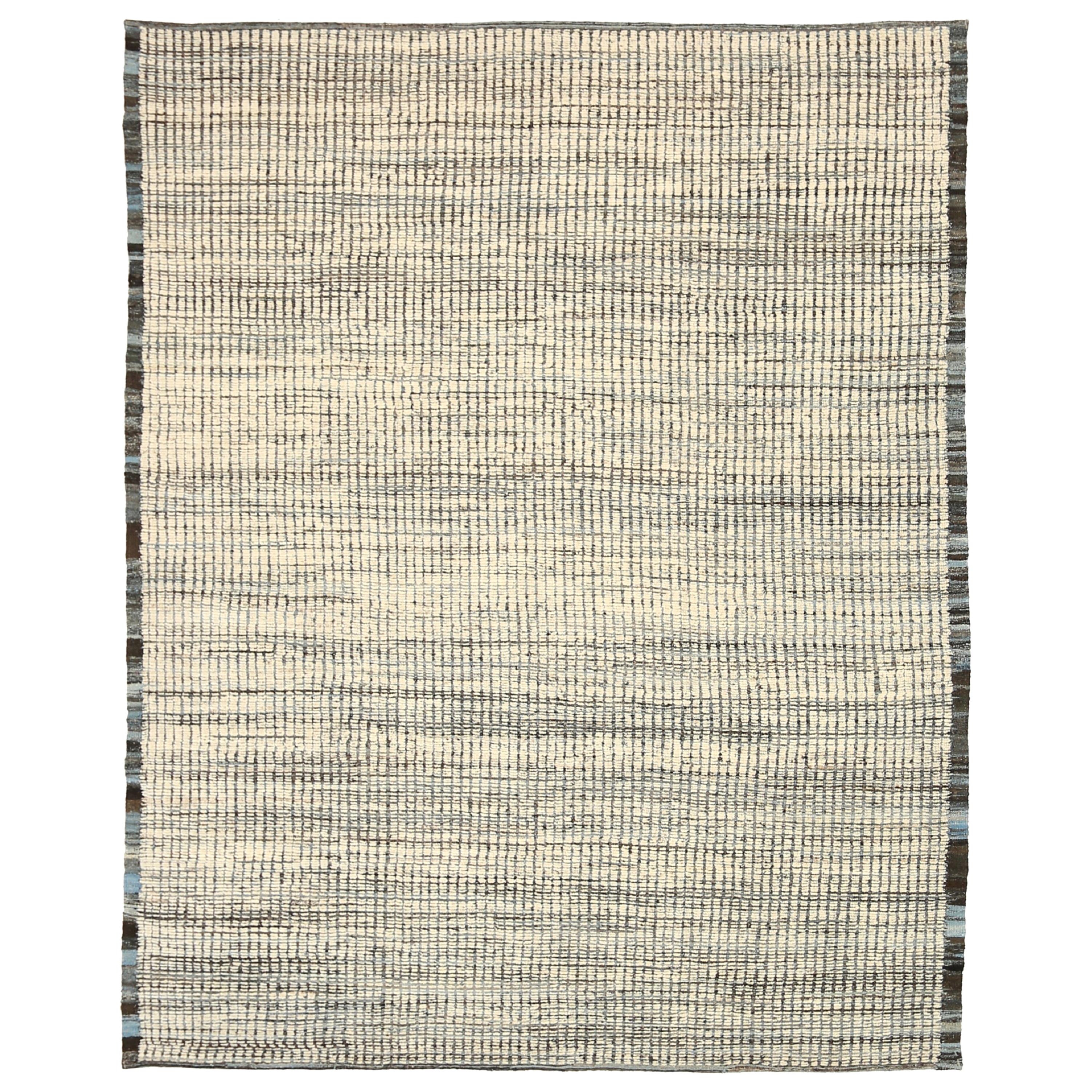 Nazmiyal Collection Navy Blue Textured Modern Distressed Rug. 6 ft 7 in ...