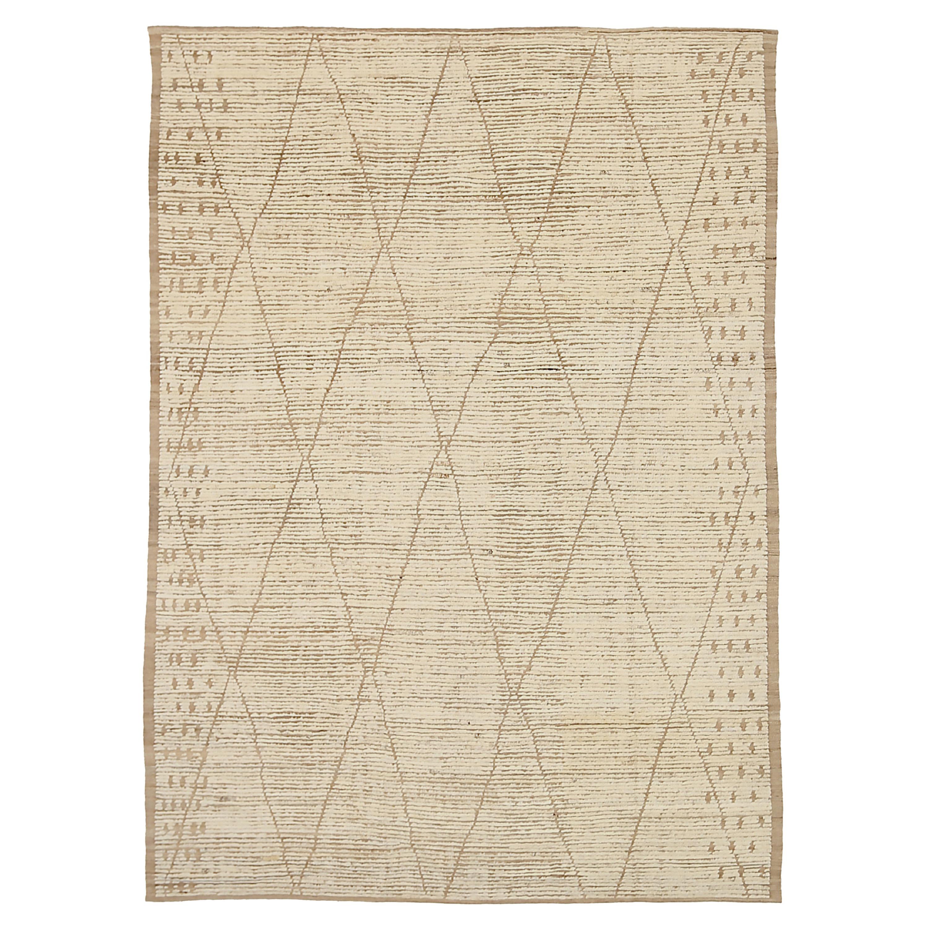 Nazmiyal Collection Cream Geometric Modern Moroccan Style Rug. 9 ft x ...