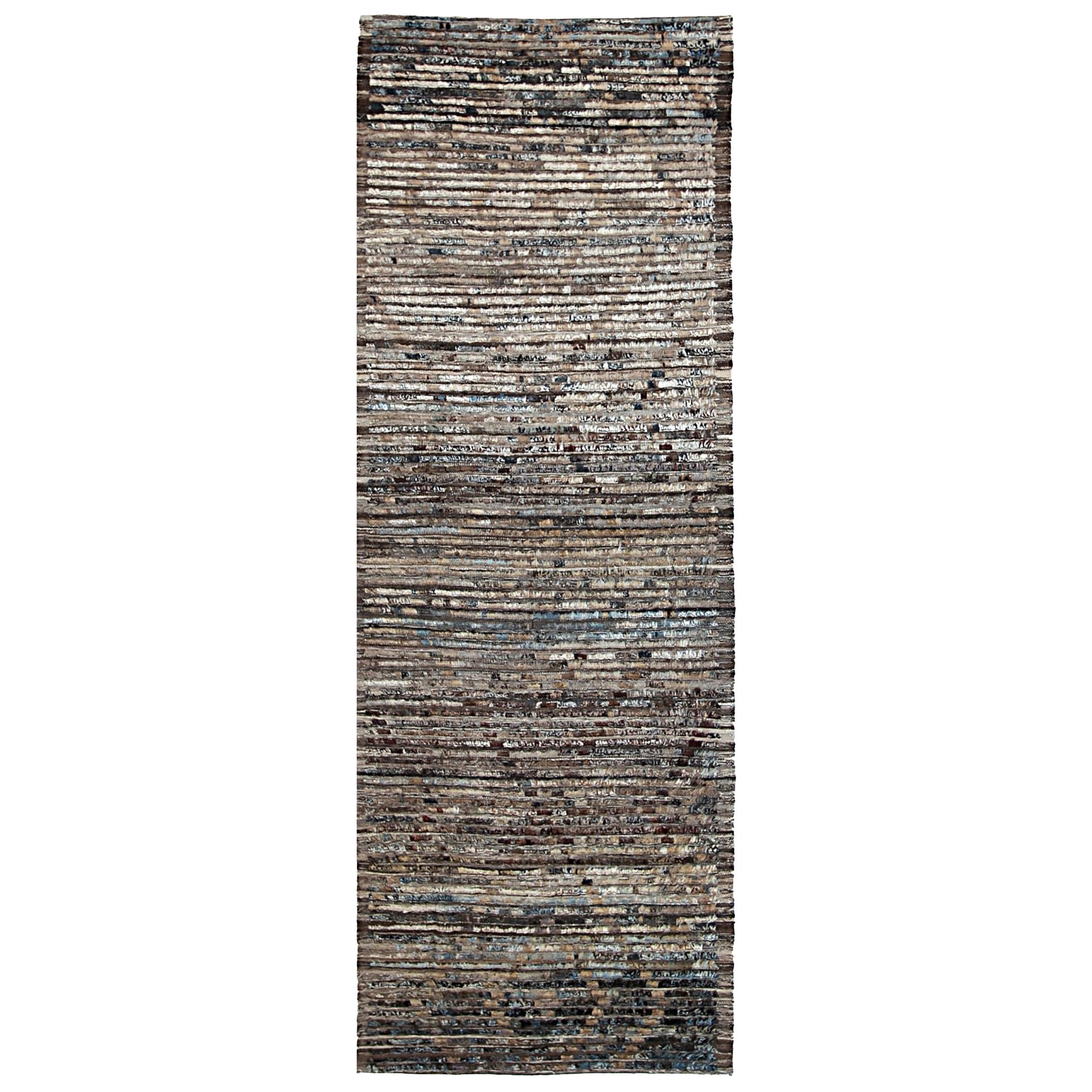 Modern Moroccan Style Brown Handmade Bohemian Motif Wool Runner For ...