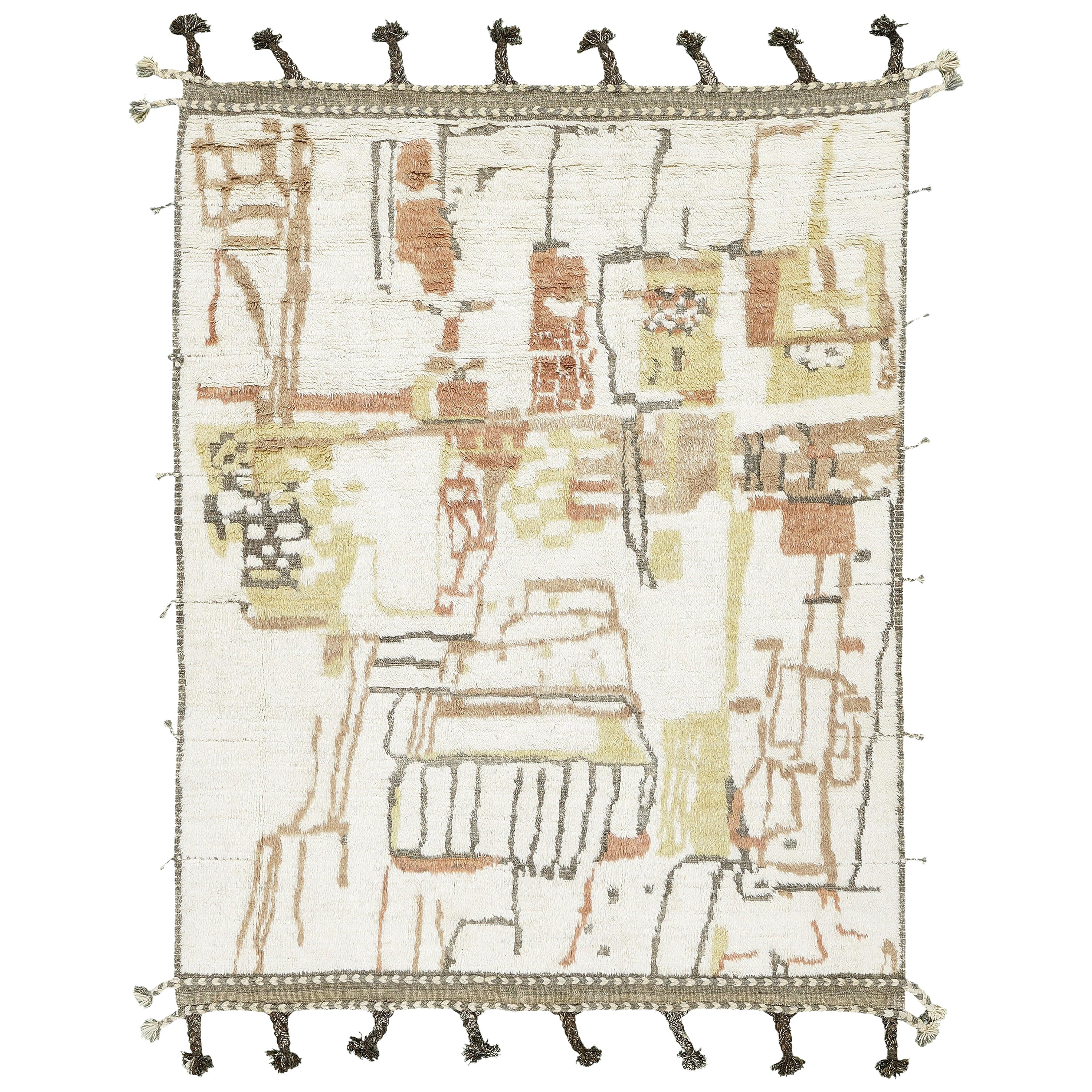 Nazmiyal Collection Ivory Textured Modern Boho Chic Rug 8 ft 6 in x 10 ...