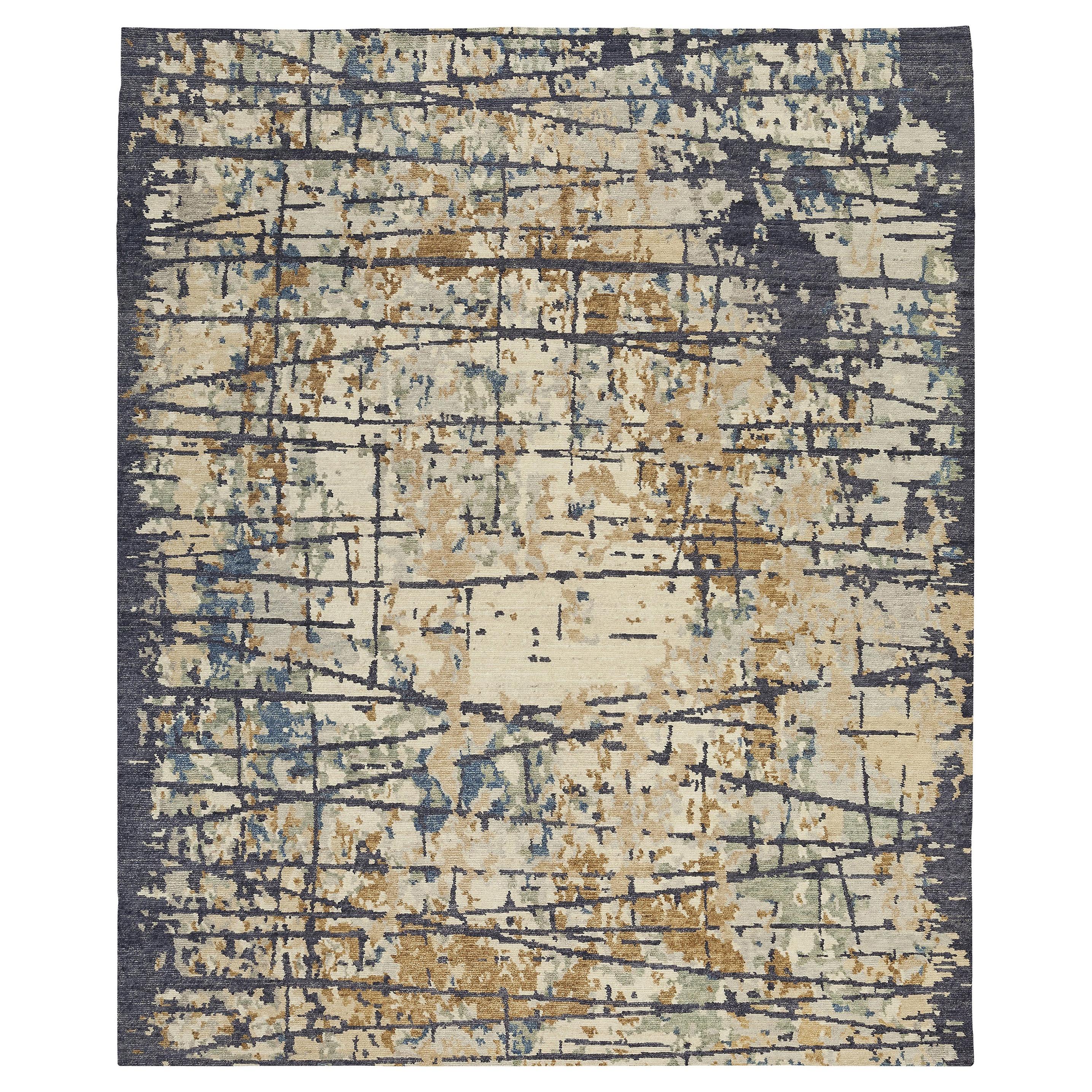 Nazmiyal Collection Contrasted Gold Blue Modern Boutique Rug 12 ft x 15 ...