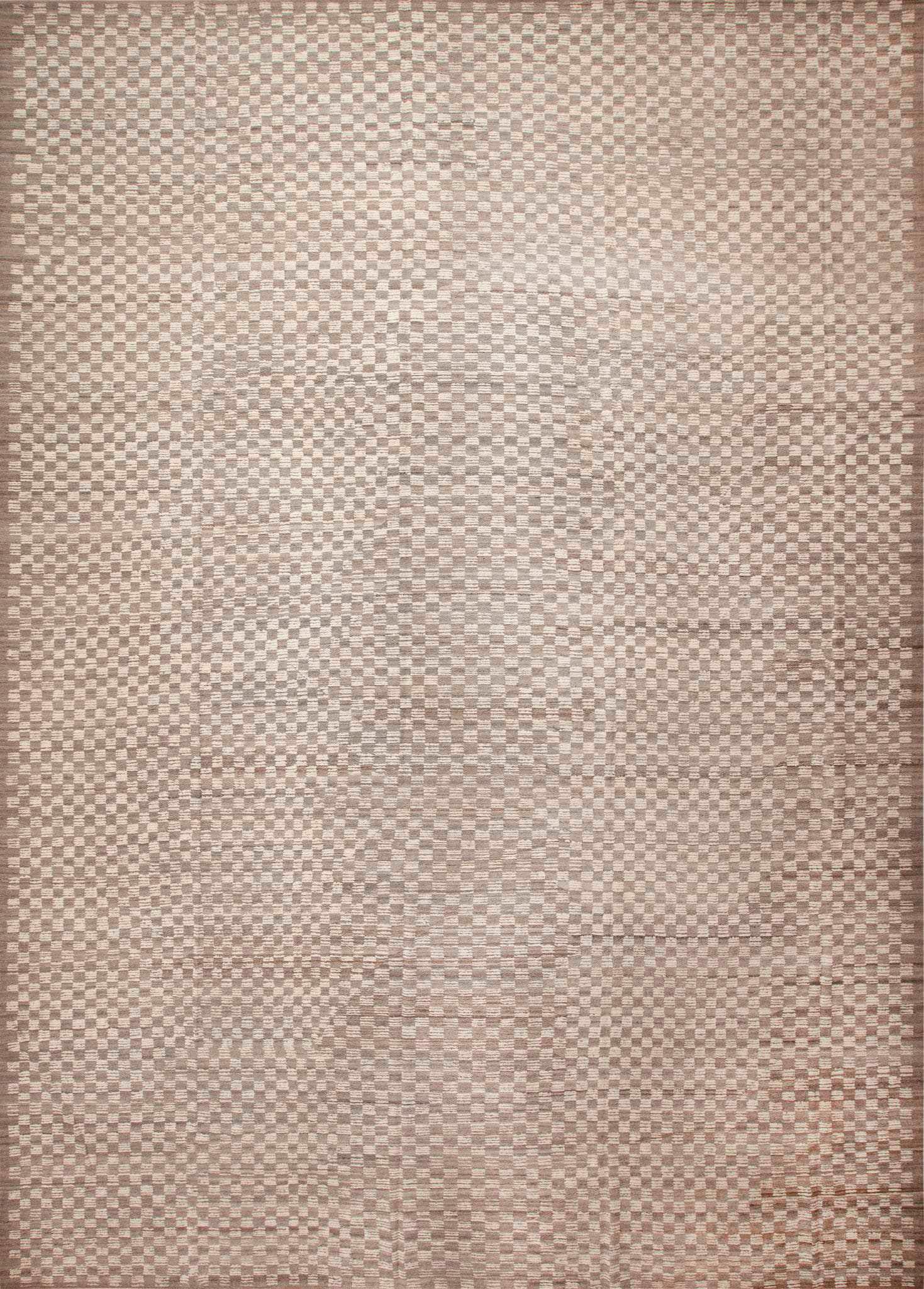 Nazmiyal Collection Cream Brown Tribal Checkerboard Modern Rug 14'3" x ...