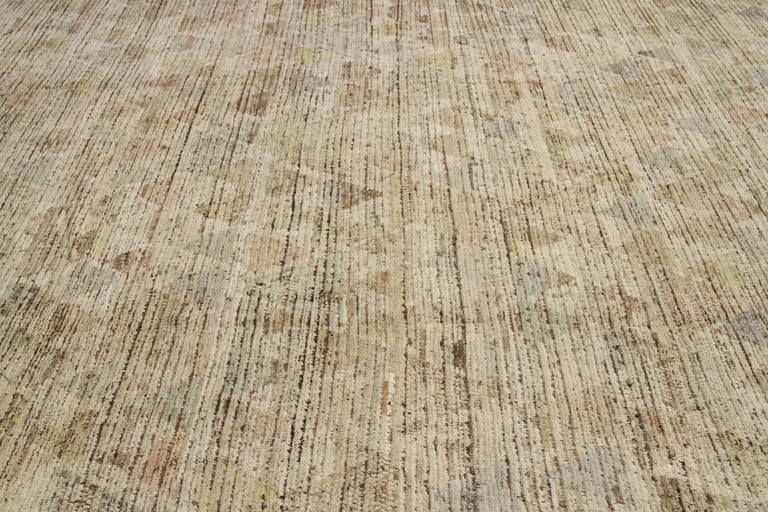 Nazmiyal Collection Cream Geometric Modern Distressed Rug. 10 ft 9 in ...