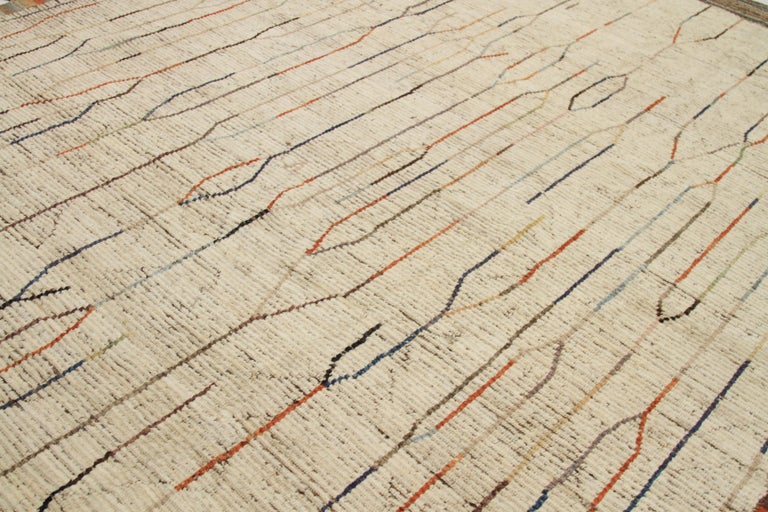 Nazmiyal Collection Cream Geometric Modern Distressed Rug. 9 ft 6 in x ...