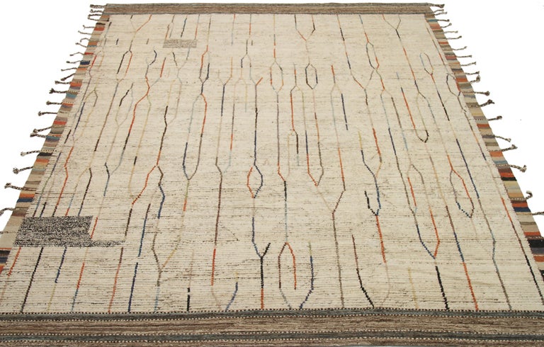 Nazmiyal Collection Cream Geometric Modern Distressed Rug. 9 ft 6 in x ...