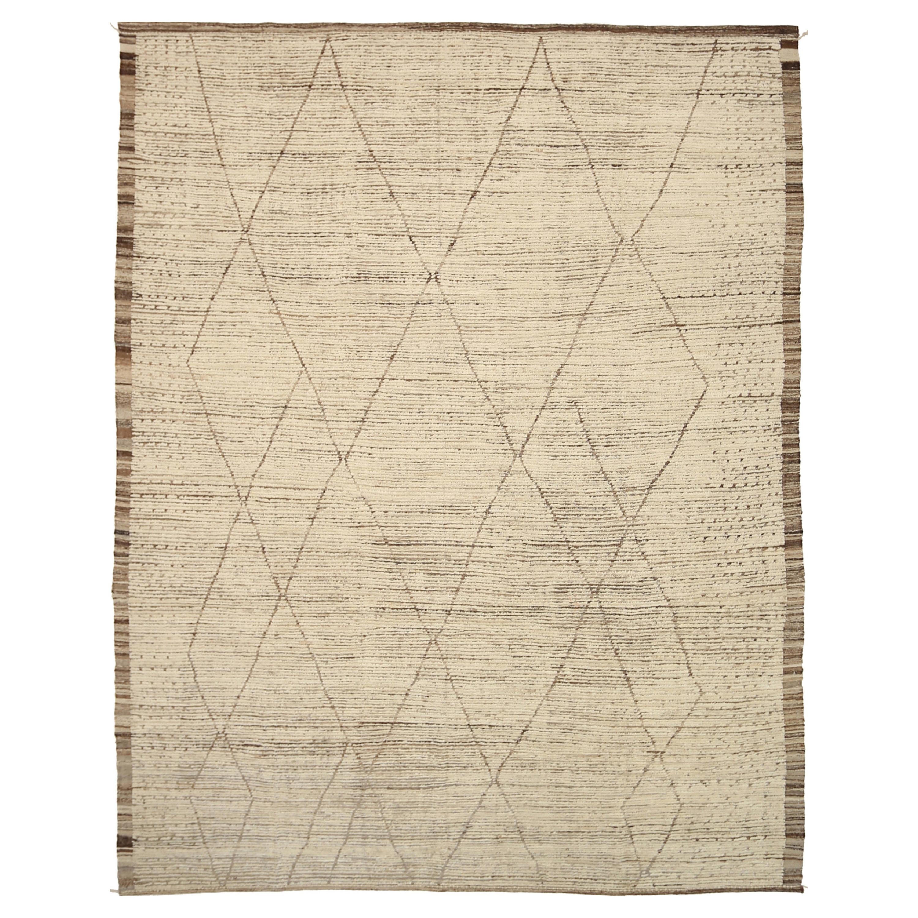 Nazmiyal Collection Cream Geometric Modern Distressed Rug. 9 ft 6 in x ...