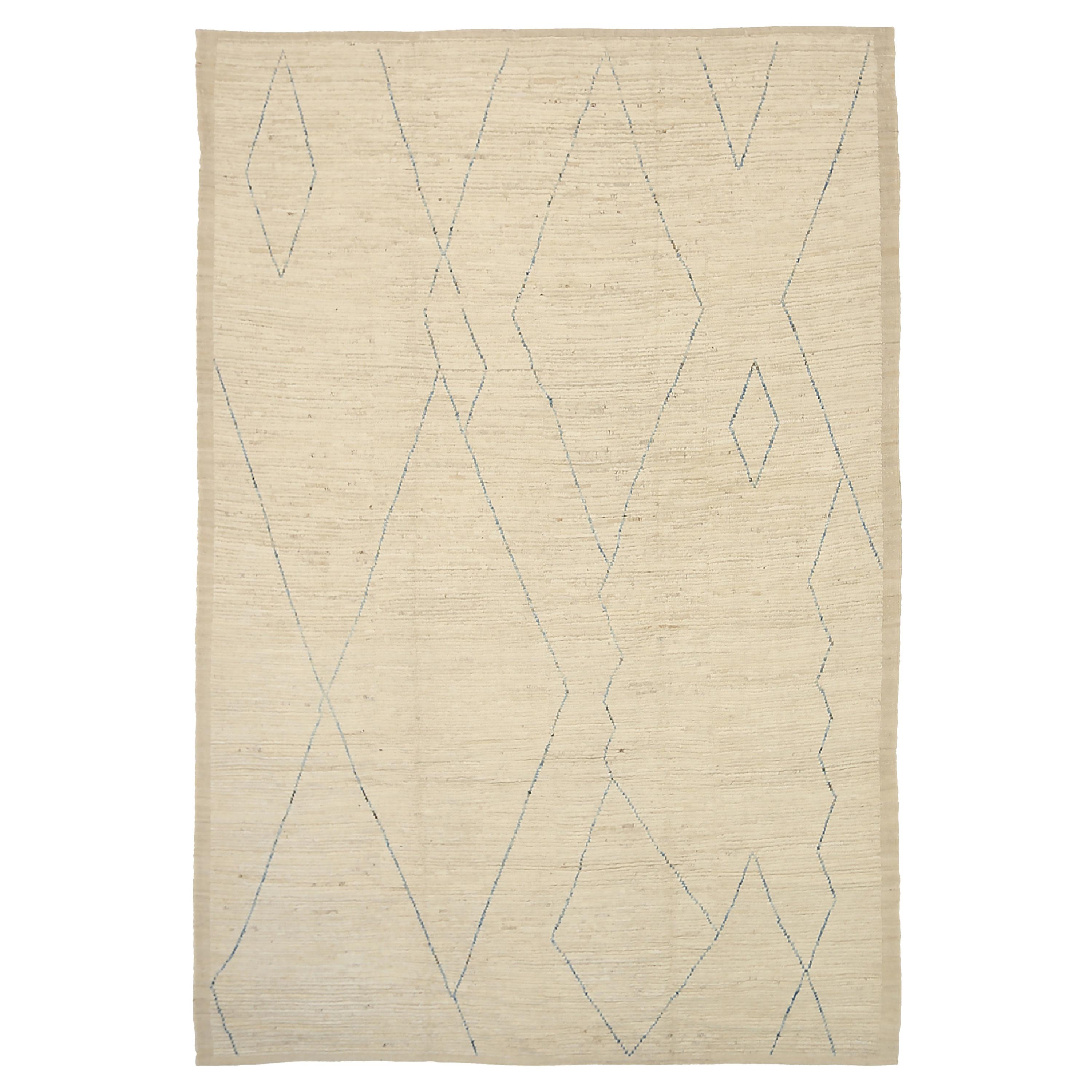 Nazmiyal Collection Cream Geometric Modern Moroccan Style Rug. 9 ft x ...