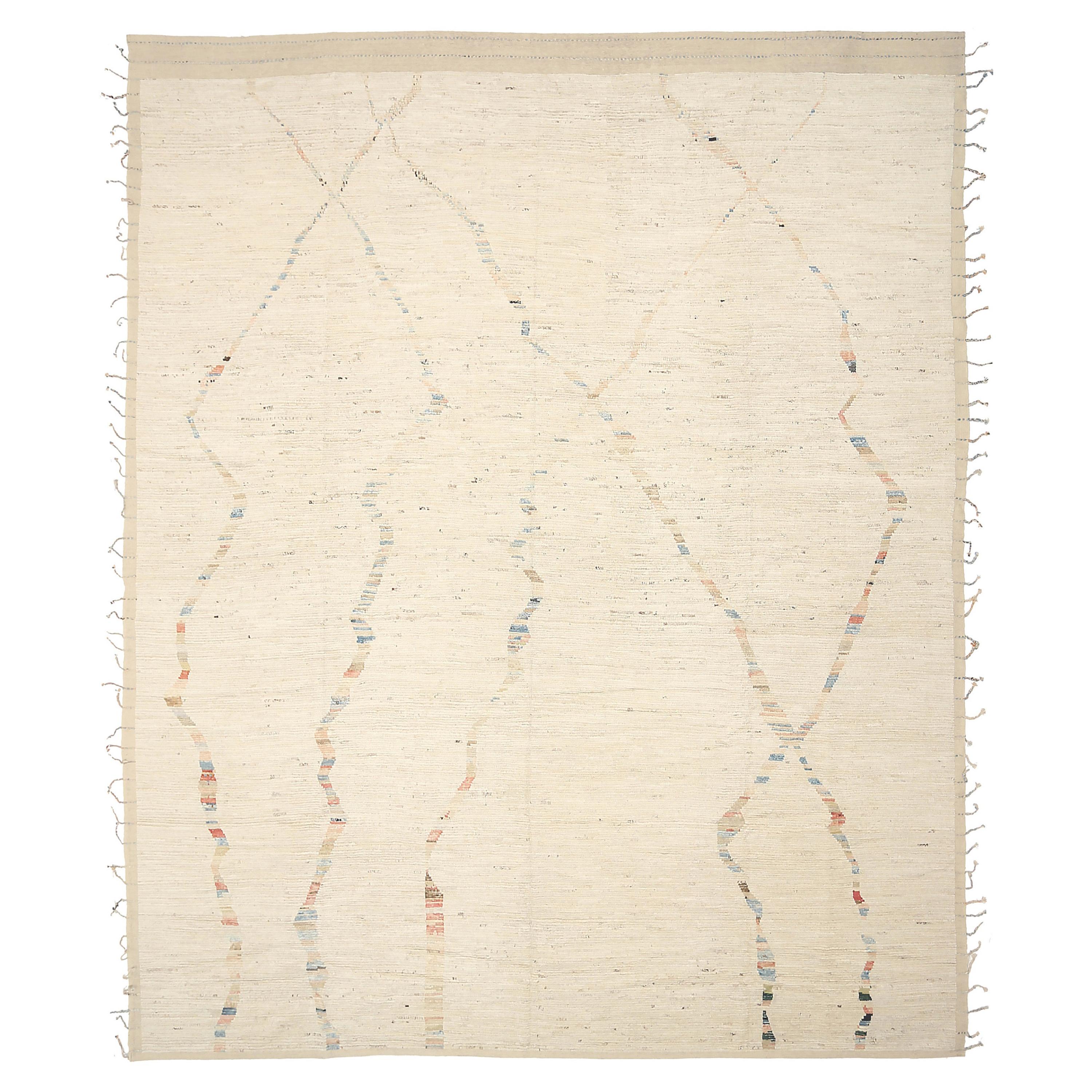 Nazmiyal Collection Cream Geometric Modern Distressed Rug. 10 ft 9 in ...