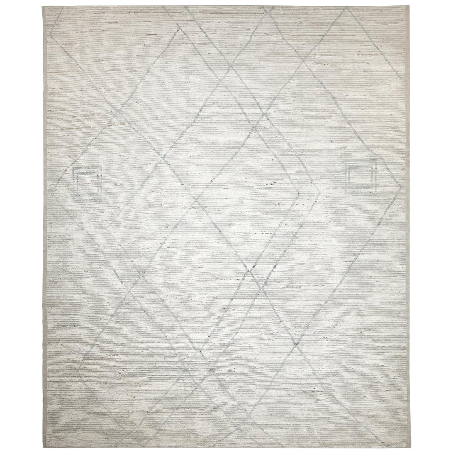 Nazmiyal Collection Cream Modern Moroccan Style Rug 10 ft 5 in x 14 ft ...