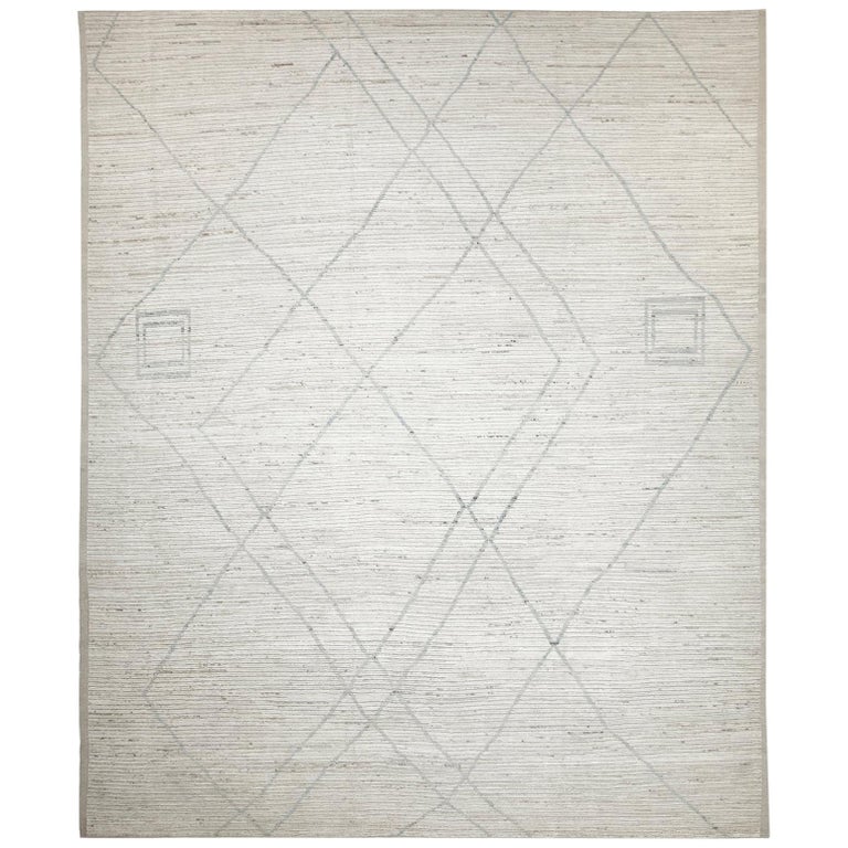 Nazmiyal Collection Cream Modern Moroccan Style Rug. 9 ft 6 in x 11 ft ...