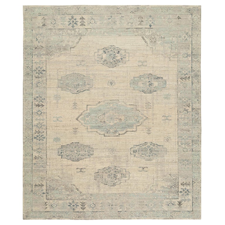 Nazmiyal Collection Decorative Ivory Blue Modern Boutique Rug 12 ft x ...