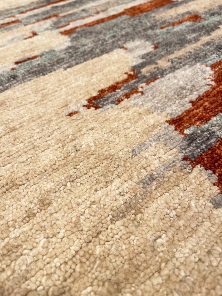 Nazmiyal Collection Decorative Rust Blue Modern Boutique Rug 10 ft x 14 ...