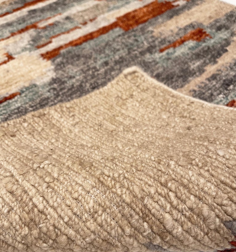 Nazmiyal Collection Decorative Rust Blue Modern Boutique Rug 10 ft x 14 ...