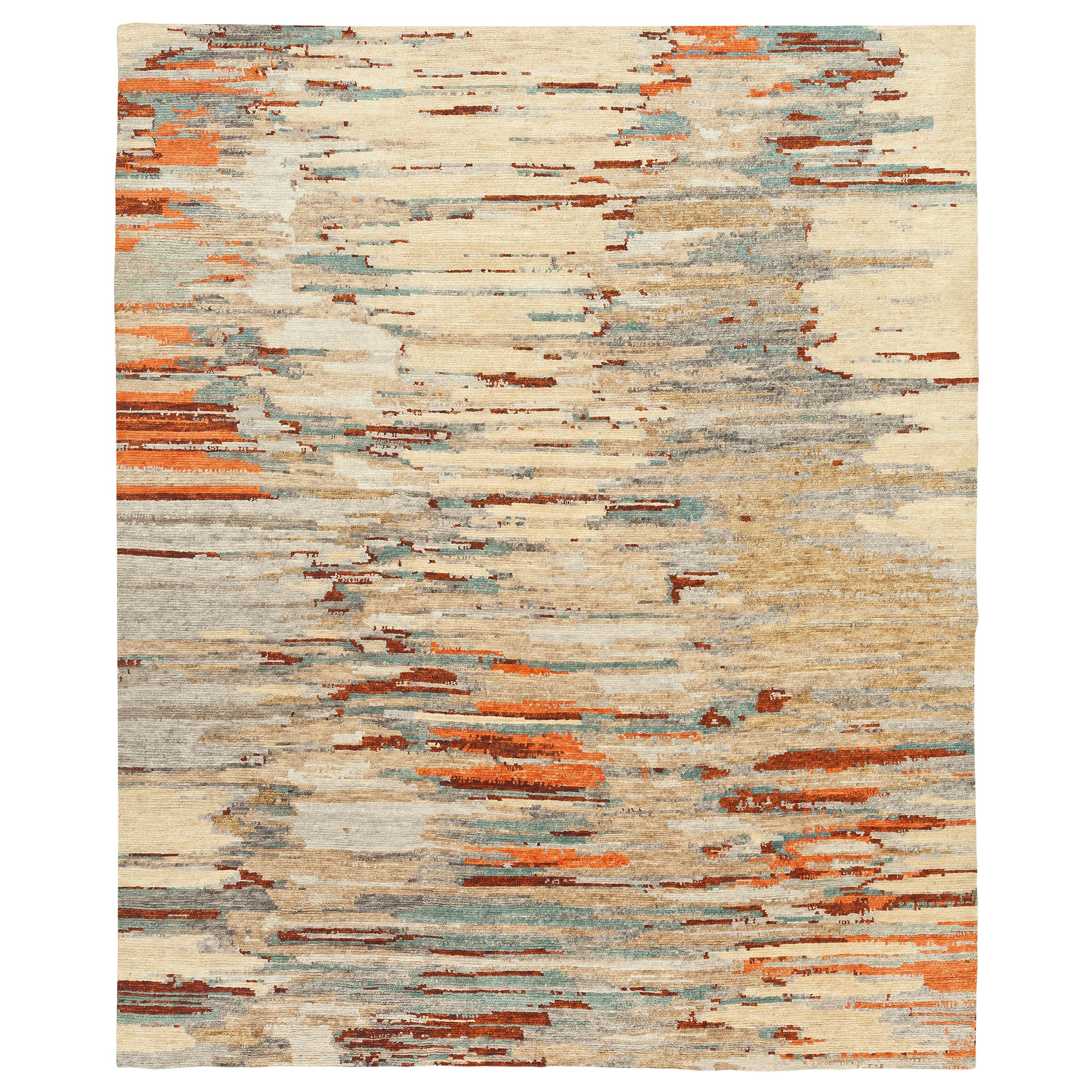 Nazmiyal Collection Decorative Rust Blue Modern Boutique Rug 10 ft x 14 ...