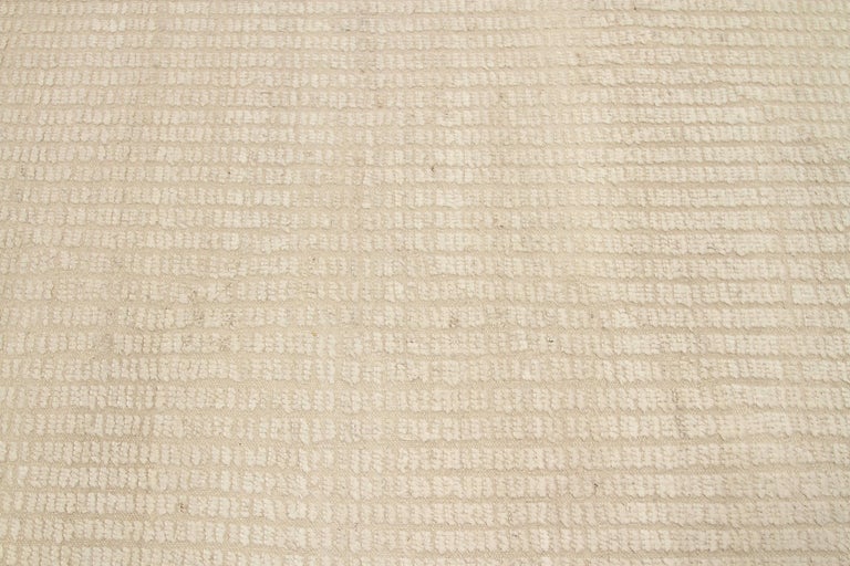 Nazmiyal Collection Ivory Modern Distressed Runner. Size: 3 ft 1 in x ...